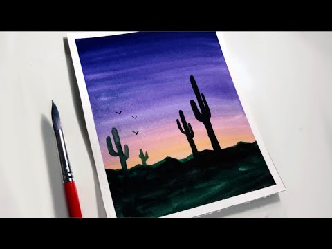 Easy Watercolor Sunset Painting For Beginners | Sunset Watercolor Painting Ideas