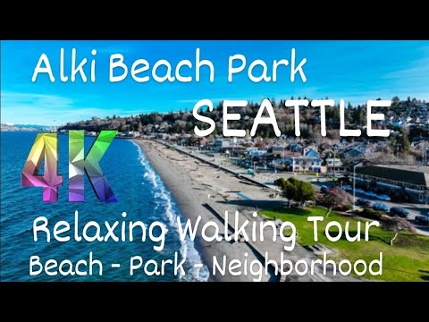 usa Seattle Alki Beach Park a RELAXING VIRTUAL WALKING TOUR | SCENIC VIEWS | EXPERIENCE THE BEAUTY