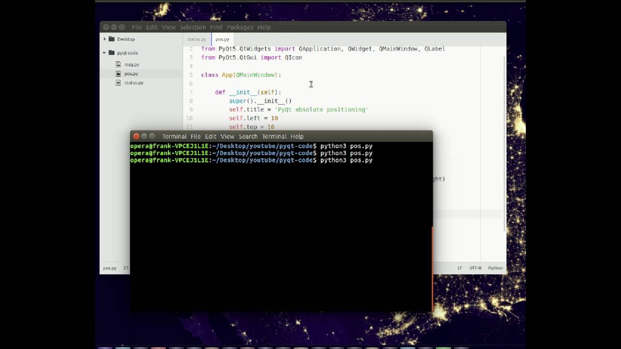 pyqt5 absolute positioning