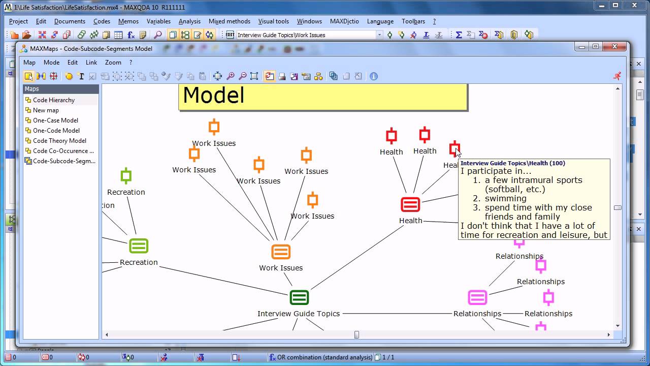 [2012] MAXQDA 10 and MAXQDA 11: MAXMaps - Code-Subcode-Segment Model
