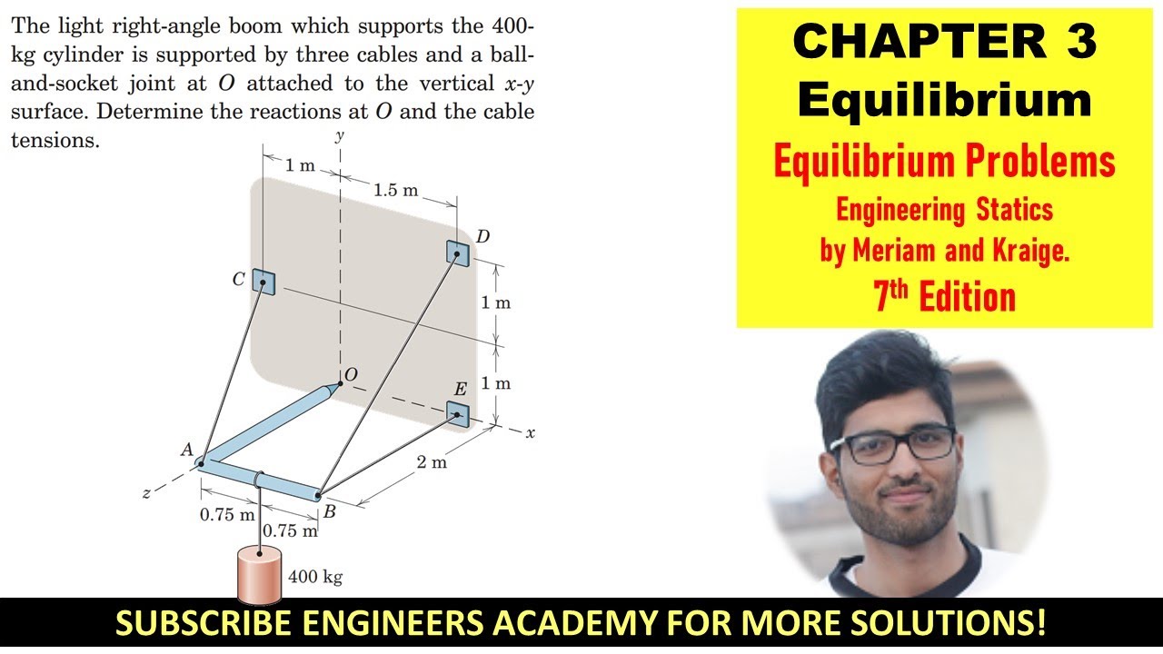 3-73 Equilibrium 3D Solved Problems Engineering Statics Meriam 7th Edition Engineers Academy