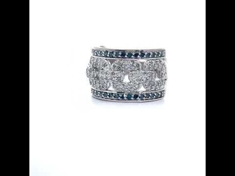 NEW! PavΓ© Natural White Diamond & Fancy Blue Diamond Ring