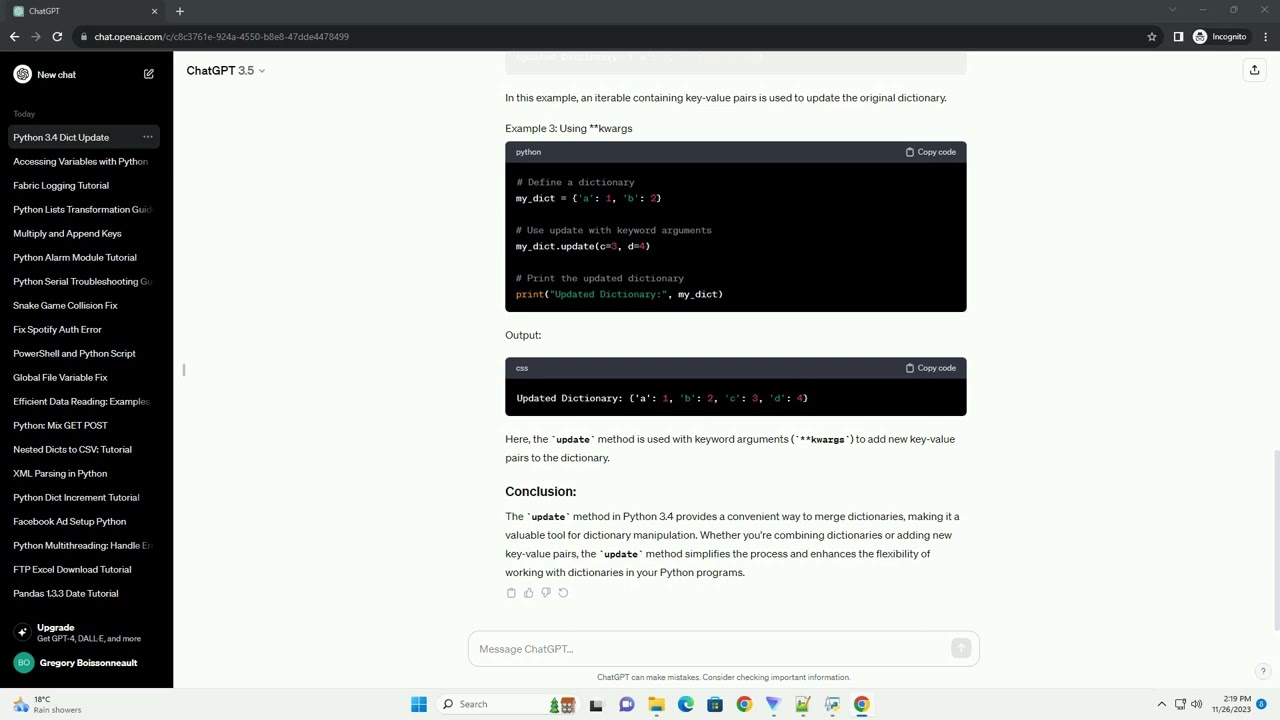 Dictionary update method in Python 3 4