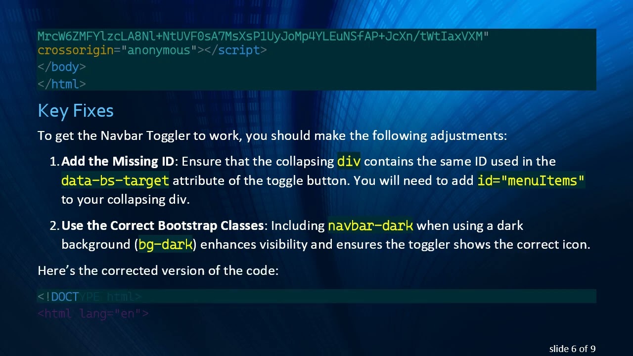 Fixing the Navbar Toggler Not Working in Bootstrap 5
