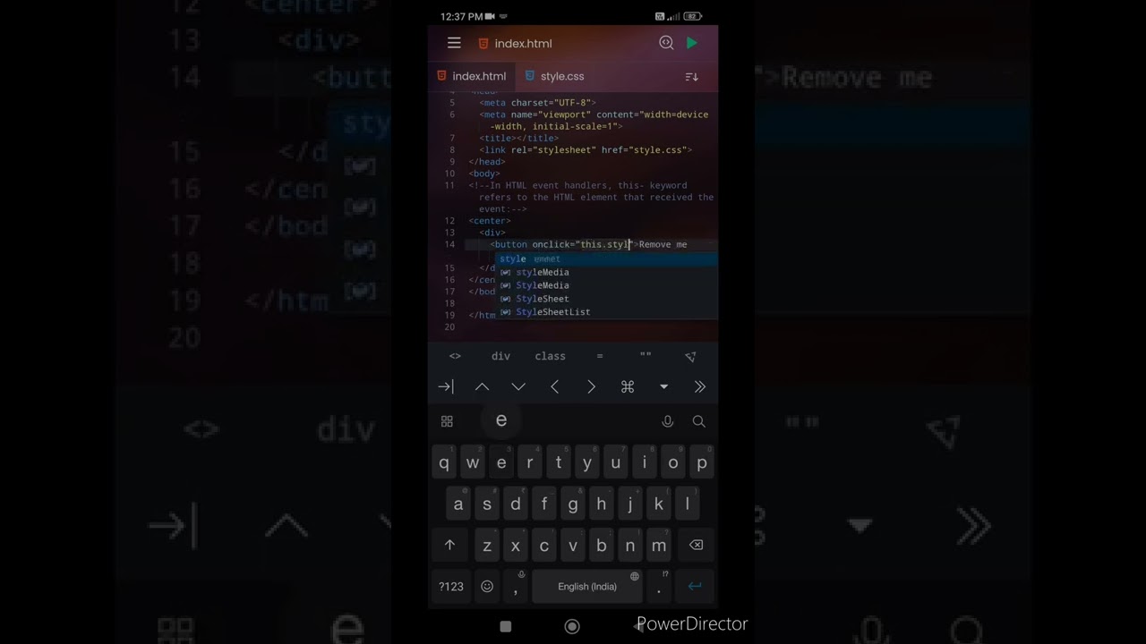 how to remove a button using Onclick listener | using this. key word | in html & js