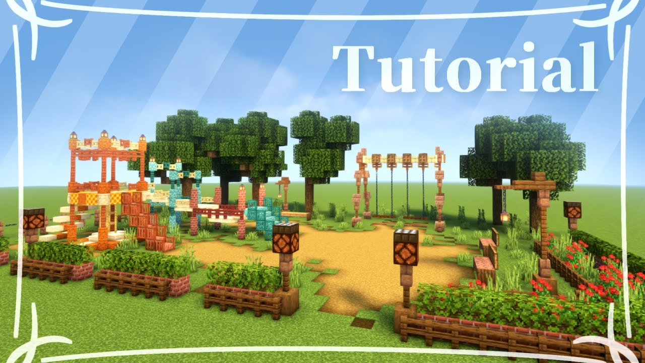 Minecraft : How To Build a Small Park | マイクラ建築：可愛い小さな公園の作り方 | Tutorial | Survival - Minecraft ...