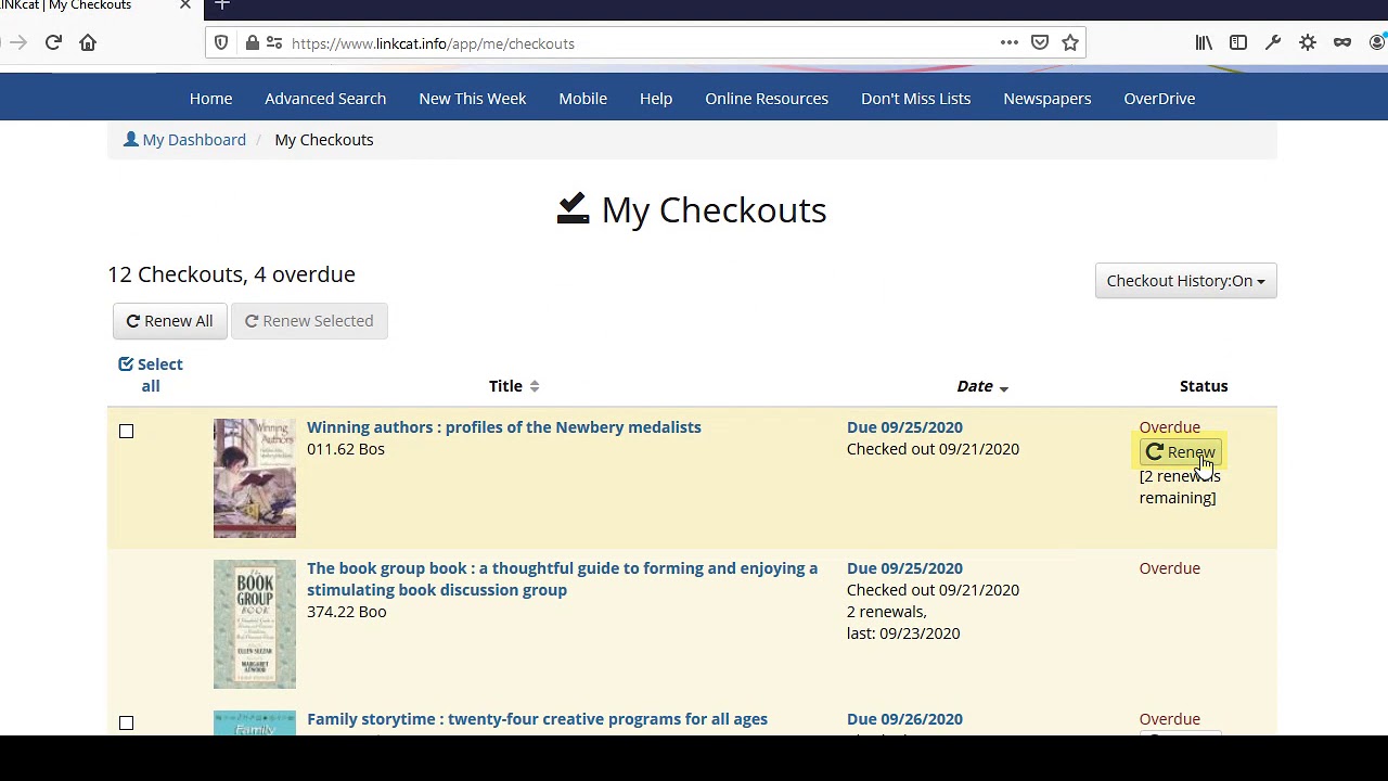 Renewing materials in LINKcat