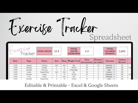 Exercise Tracker Google Sheets Fitness Tracking Excel Spreadsheet Running Log Walking Journal