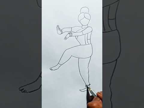 How to draw a girl dancing bharatanatyam easy #shorts #viral #shortvideo #bharatanatyam#dance
