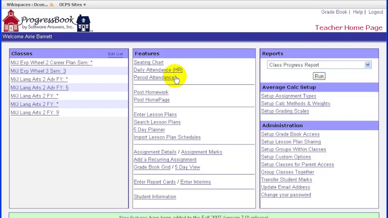 Taking Attendance in Progress Book