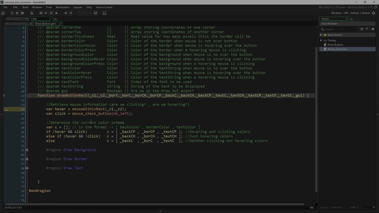 GameMaker: Mouse Detection and Button Drawing