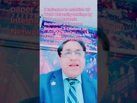 5 Indicators to establish QS World University Rankings by Subject .Sir Amanat Ali Anjum 07713566684.
