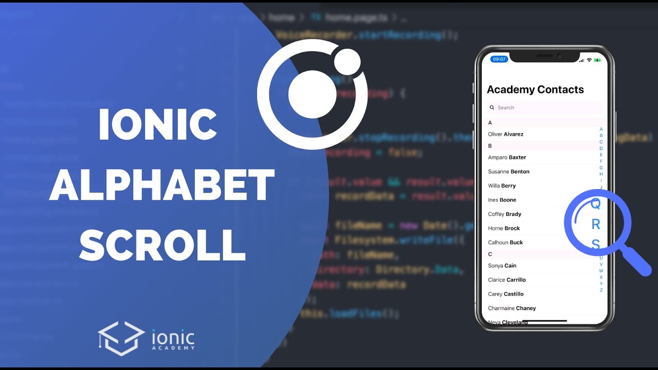 Ionic Alphabetic Scroll with Animations