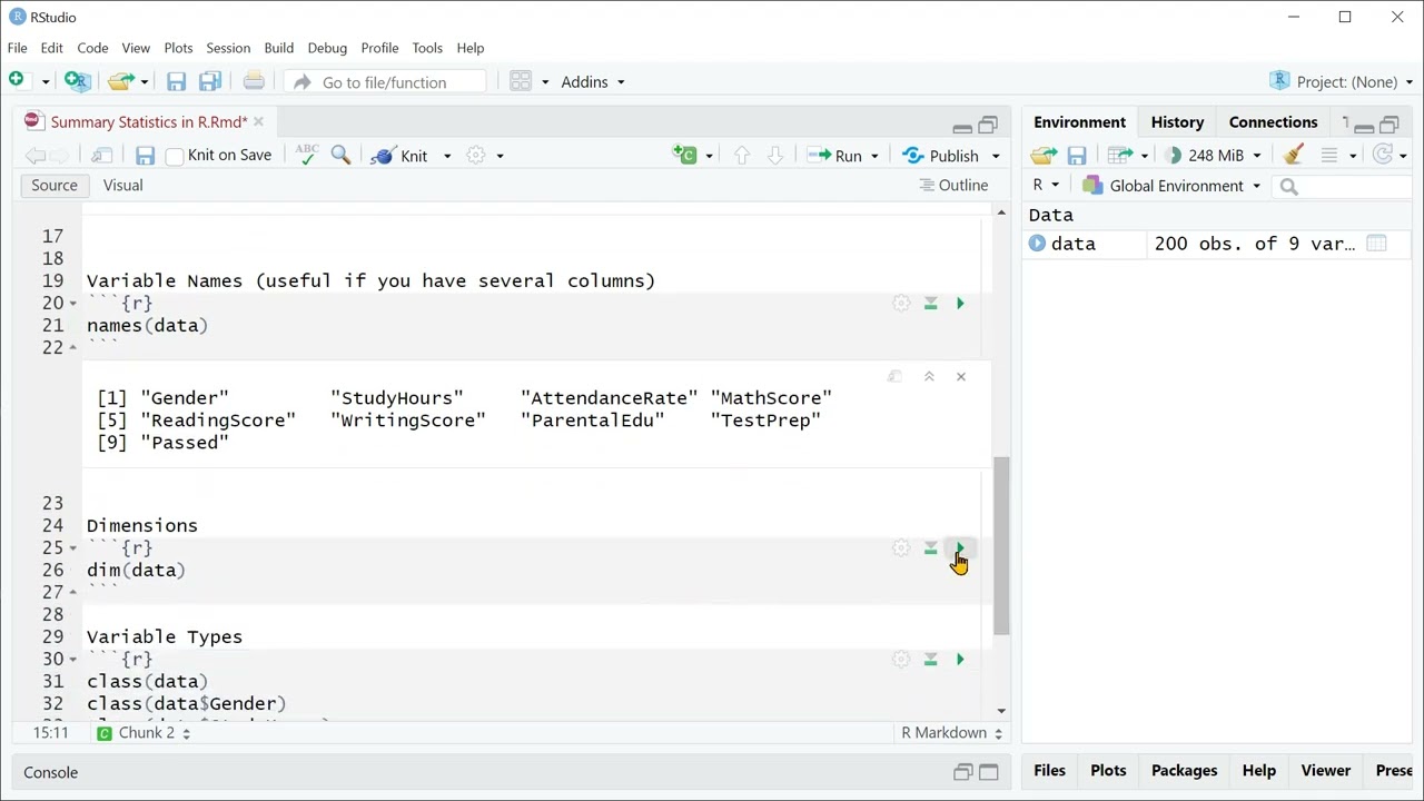 Summary Statistics in R