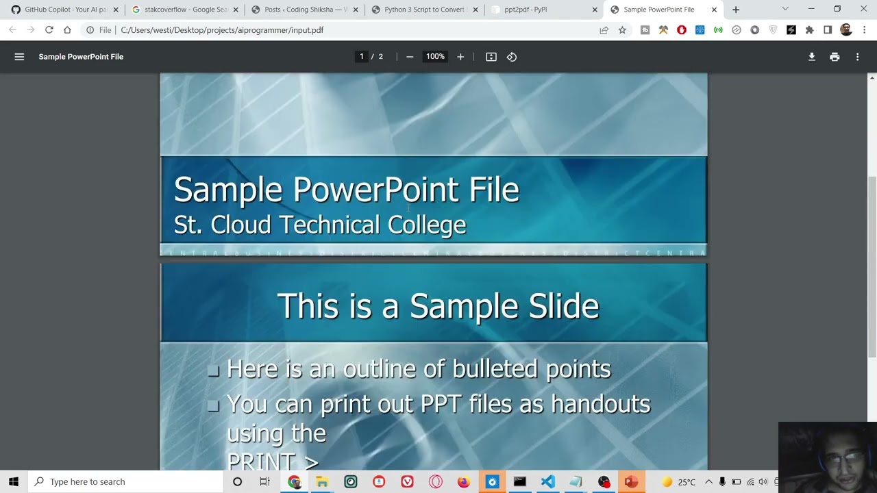 Python 3 Script To Convert Single Or Multiple Powerpoint (.PPTX) Files to PDF Using ppt2pdf Module
