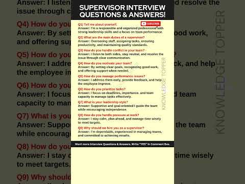 Supervisor Interview Questions and Answers