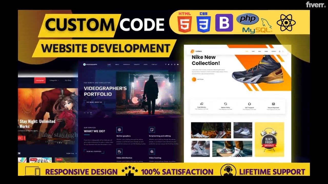 Custom code website development html css javascript, php web developer