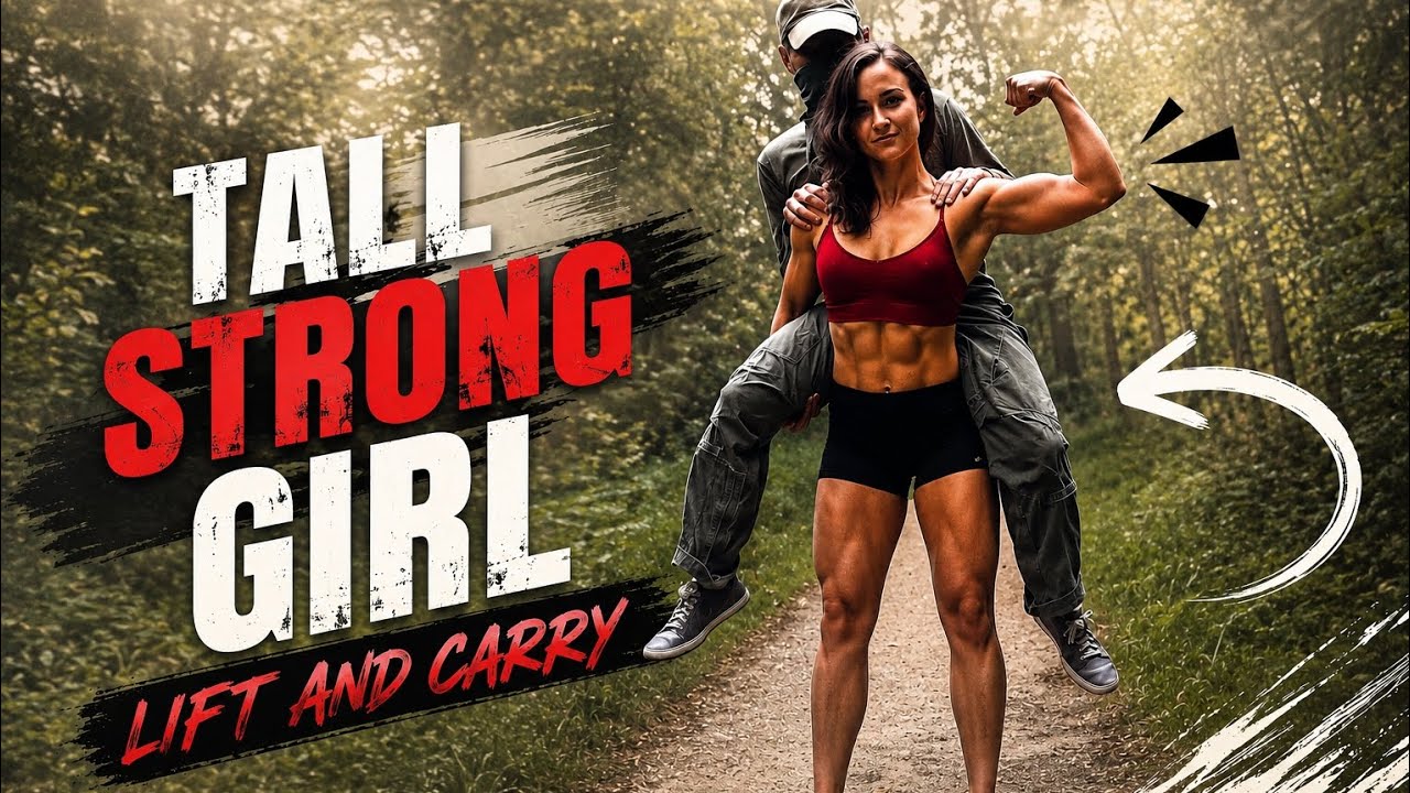 Tall Strong Girl Crazy Lift and Carry in Woods Short Man! Insane Strength 💪 