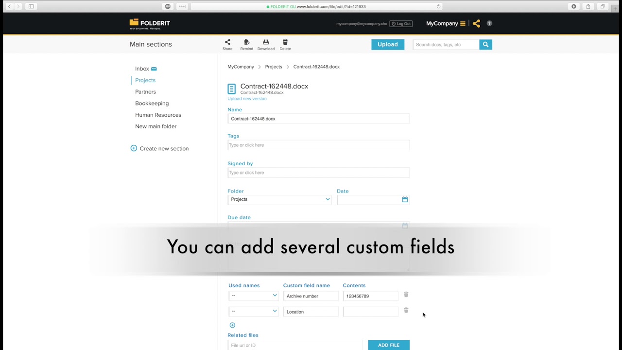 Custom Metadata Fields in Folderit Document Management System Software