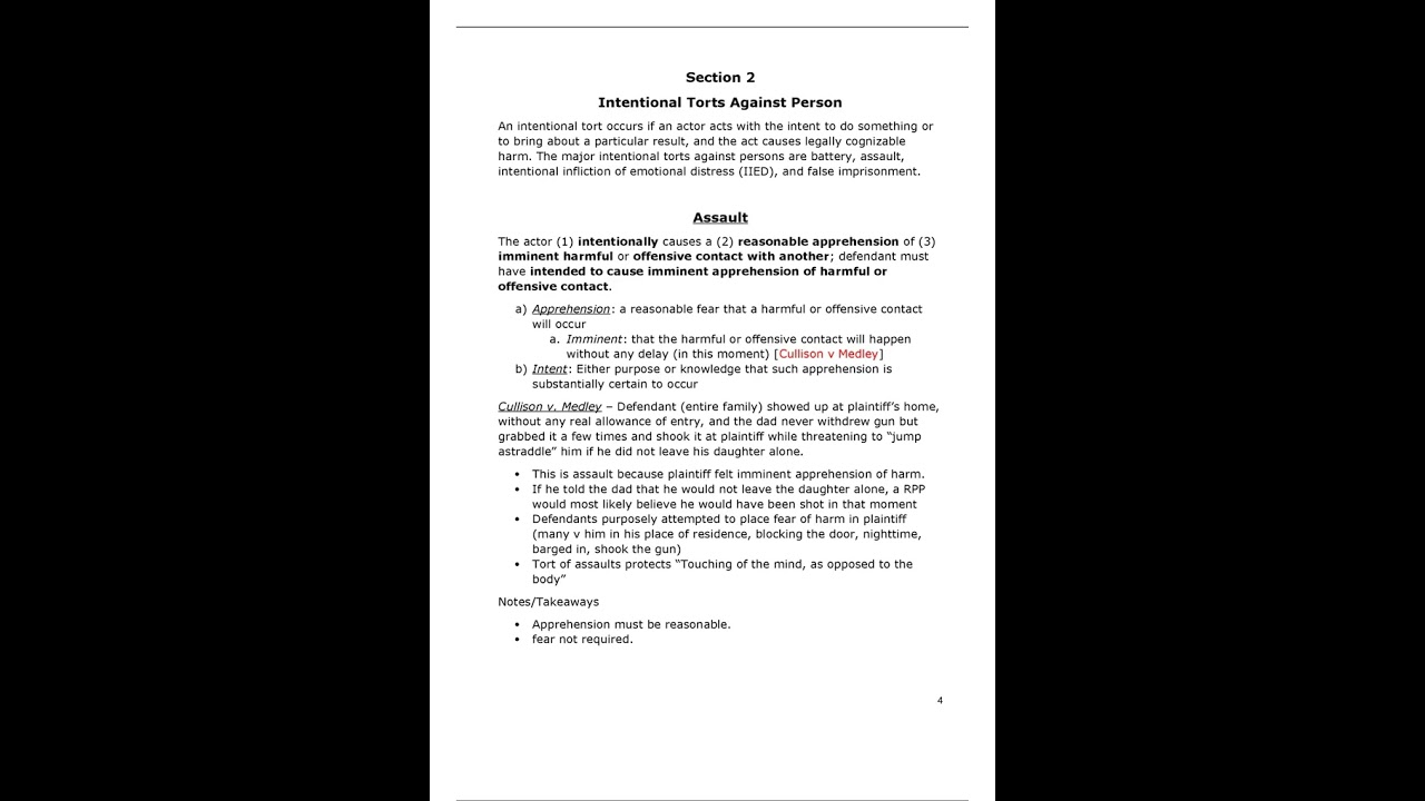 Summary 2025 Comprehensive 1L TORTS OUTLINE Study Guide; Master the Basics & Ace Your Exams!