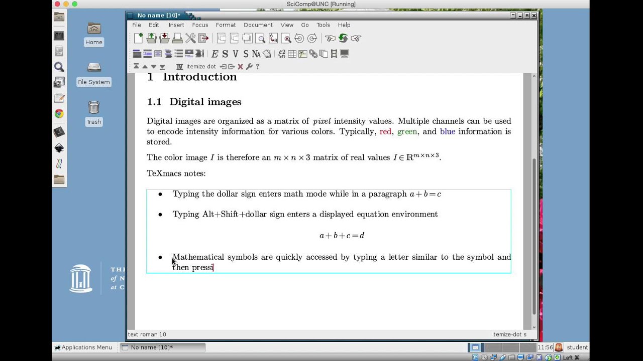 TeXmacs: Basic Mathematical editing
