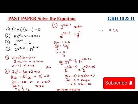 Solve for X, Equations grade 10 & 11