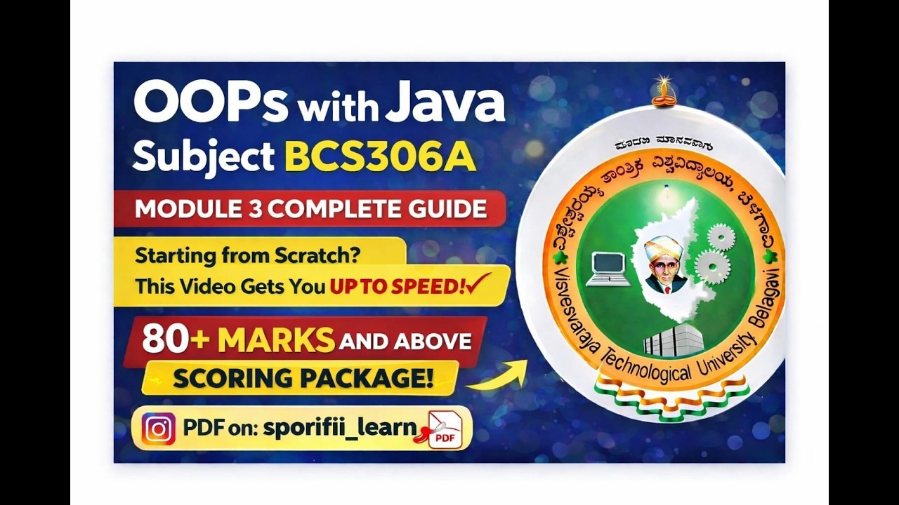 OOPS with Java – Module 3 | BCS306A💯Score 80+ Marks with This | VTU PDF on Instagram:@sporifii_learn