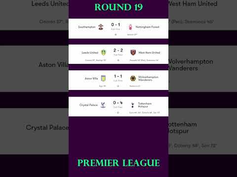 Premier League #19 Results | Table