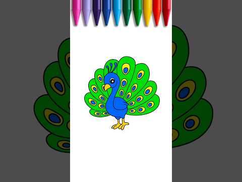 How to draw a Peacock ???? for kids and toddlers - DrawColor #peacock #coloringbook #art