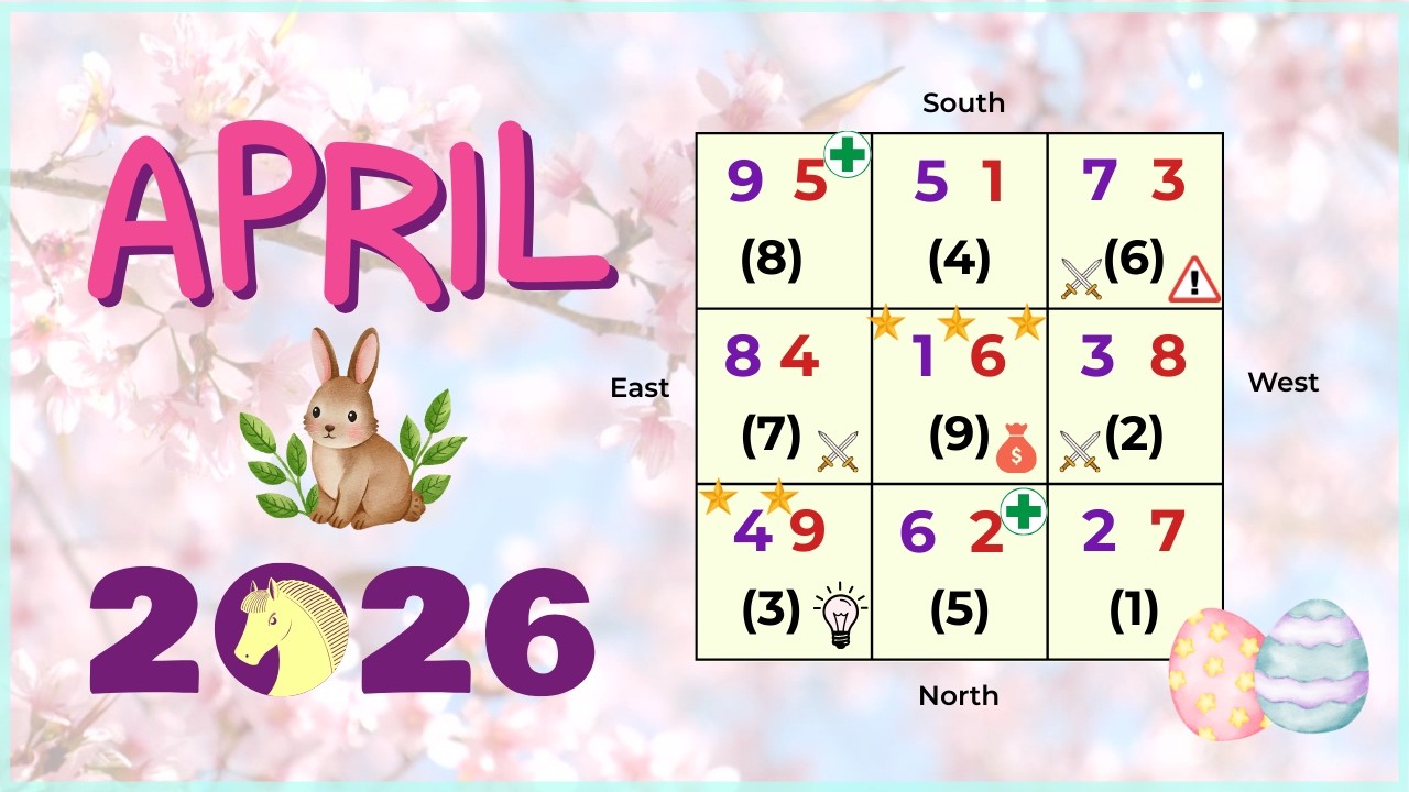 April 2026 Flying Star Feng Shui - strong fighting energy in the Southwest