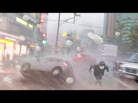Tragedy in Tokyo! Millions of ice balls cover the city, hail and storms ...