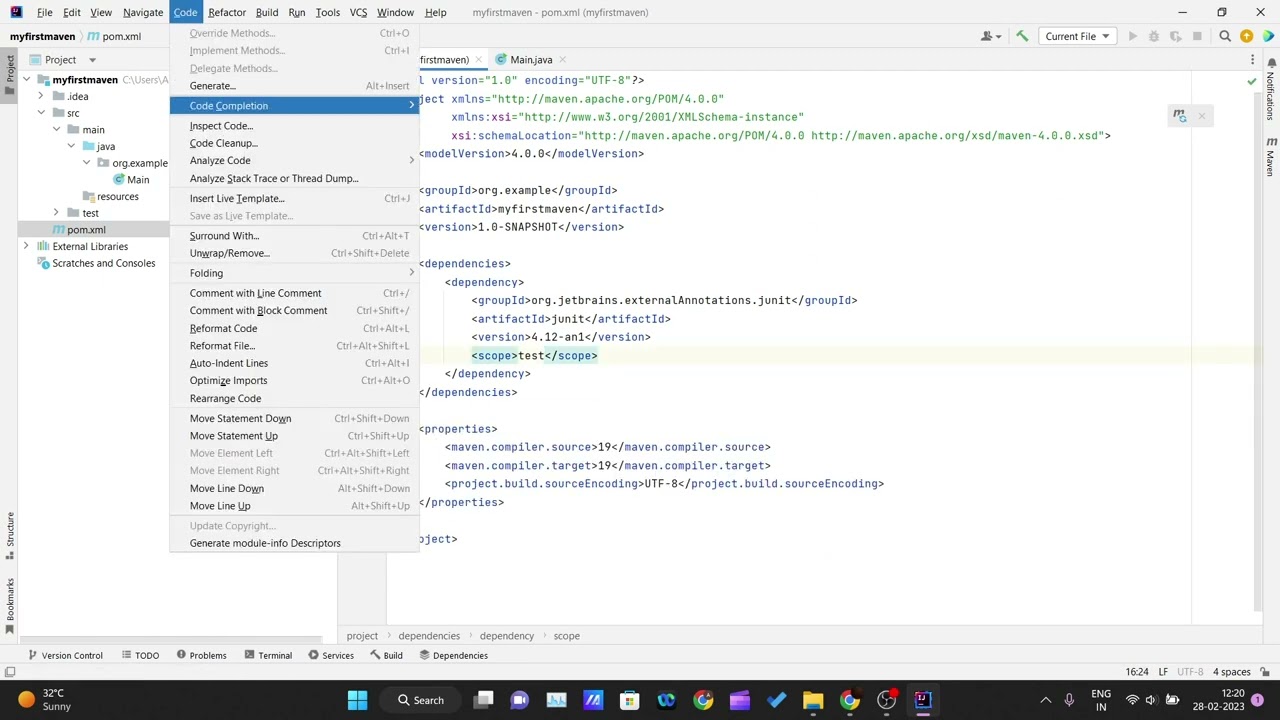 Create Maven Project and managing dependencies