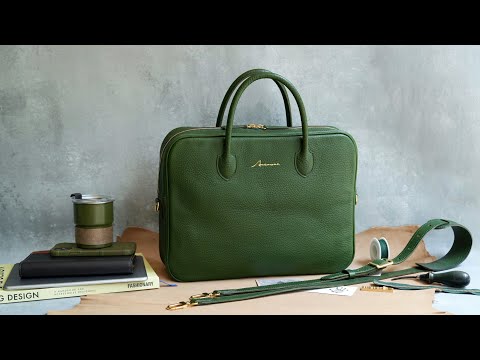Making a Leather Briefcase , Laptop Bag - DIY BUILD ALONG/ASMR