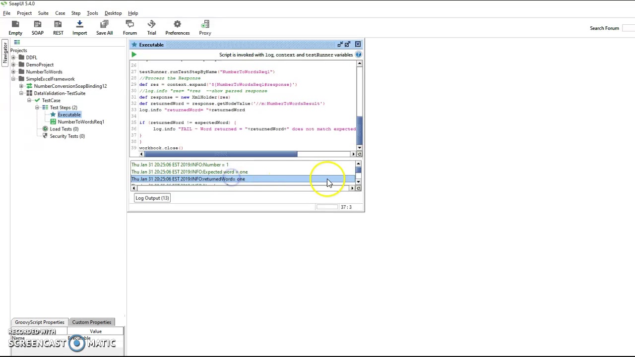 Simple Excel Data-Driven Framework SoapUI no assertions