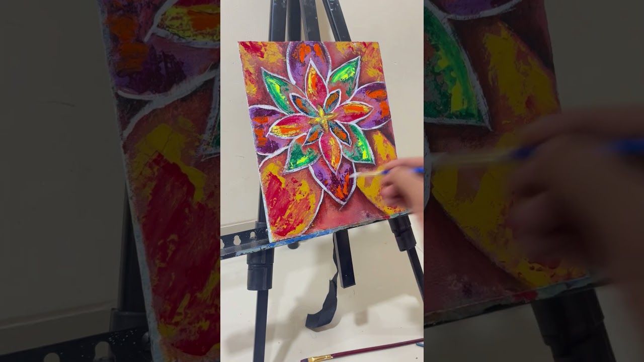 Abstract flower painting | Abstract textured acrylic painting tutorial #acrylicpaintingforbeginners