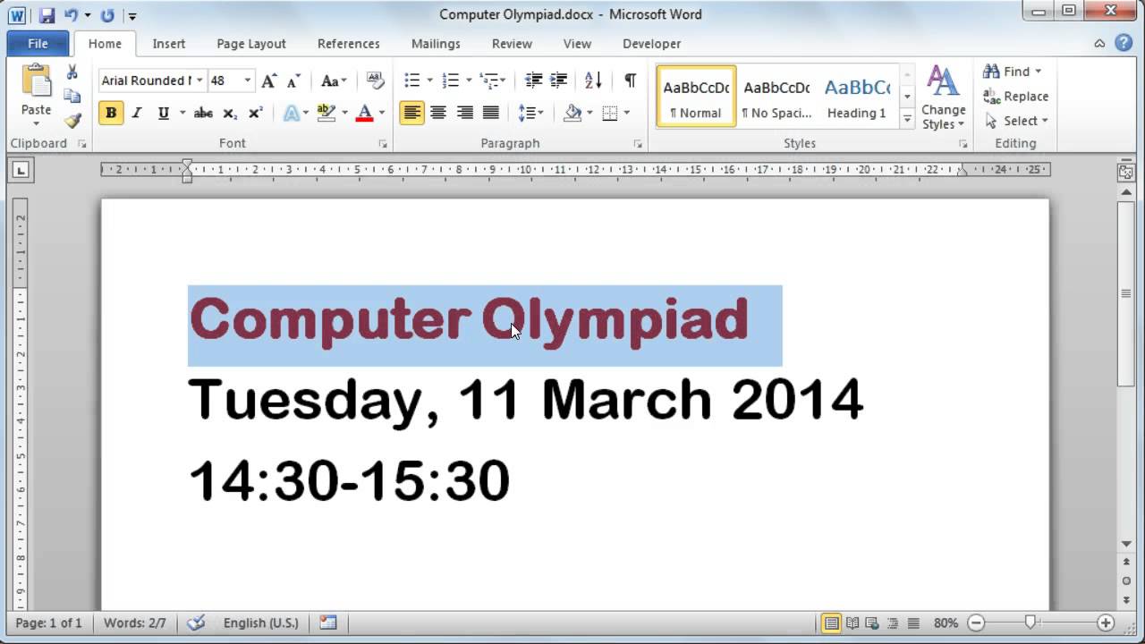CAT 10 Word Processing Office - 7 Formatting I