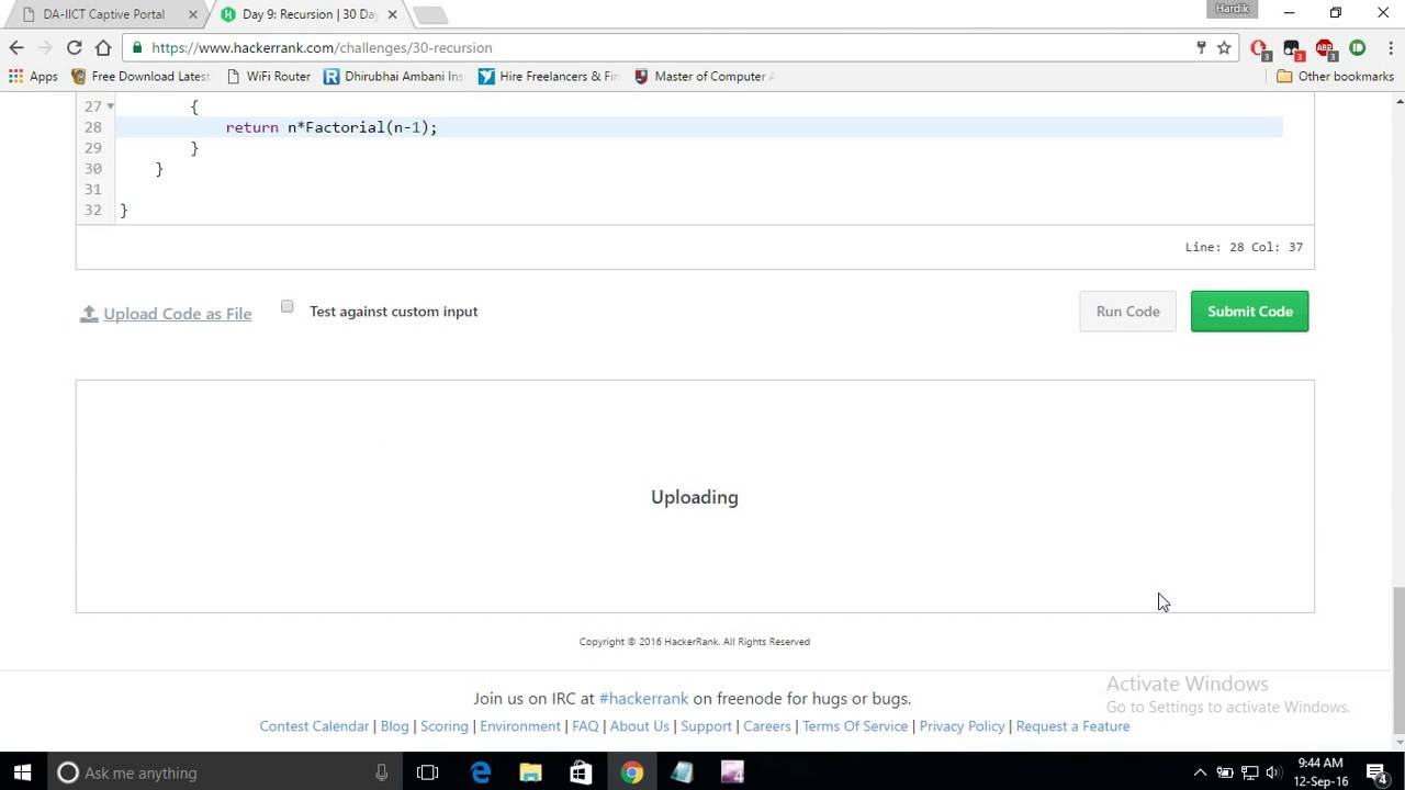 Day 9 of code: Recursion! hackerrank | java | tutorial