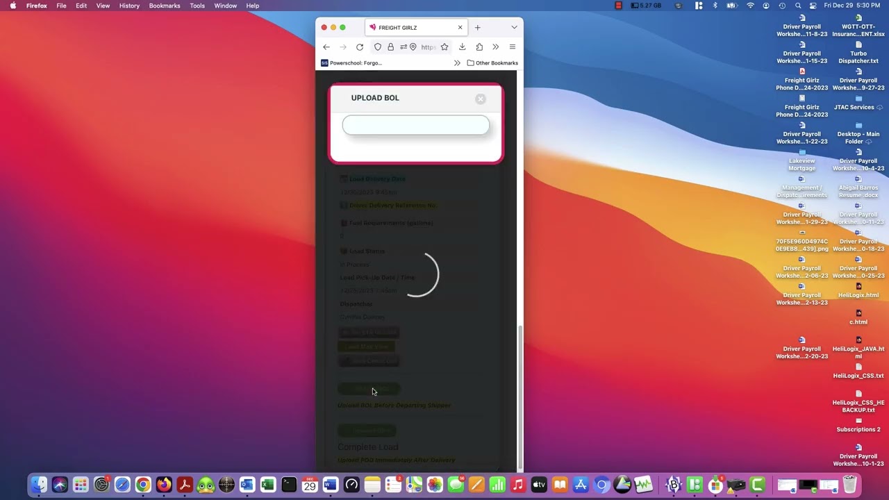 Freight Girlz – Driver Portal: View & Complete Loads