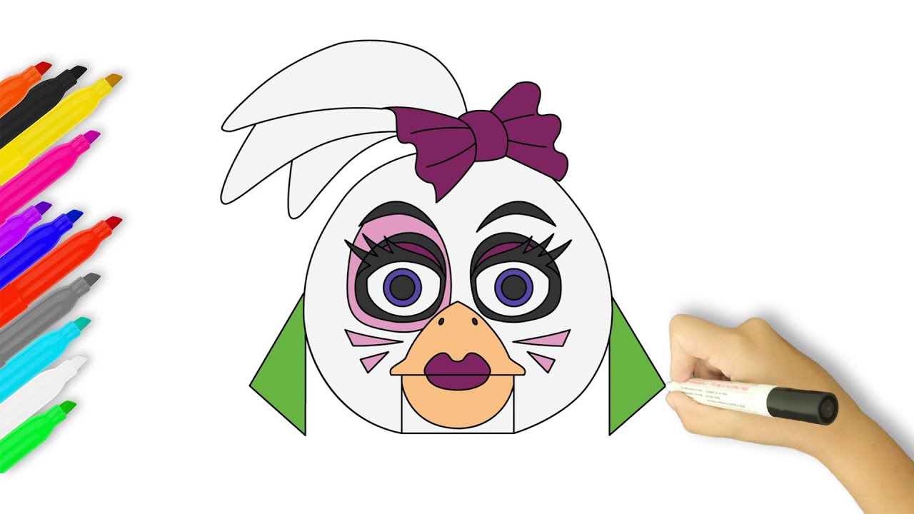 How to Draw Glamrock Chica Head | Five Nights at Freddy's
