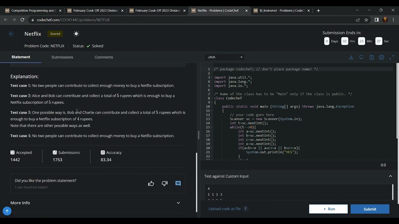 Netflix | Coding Contest | Codechef | JAVA | Codegood