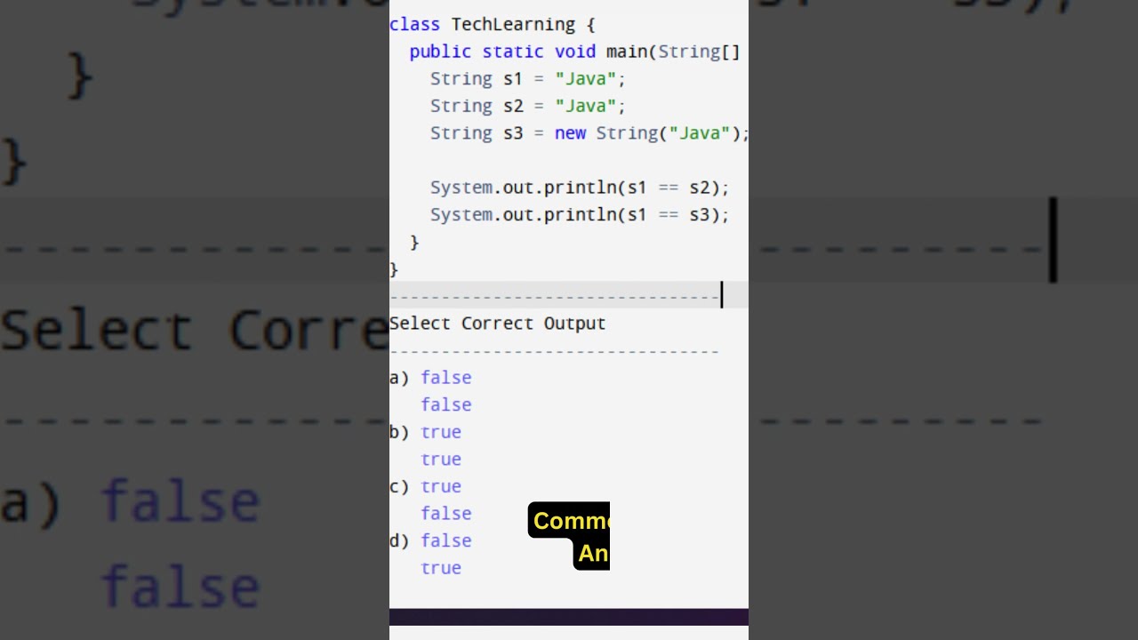 Guess the output of the Java String comparison Program ! Java Basics