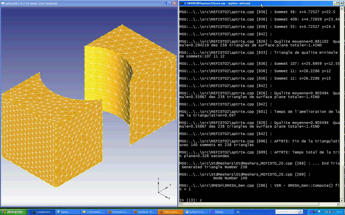 pythonOCC parametric modeling and meshing