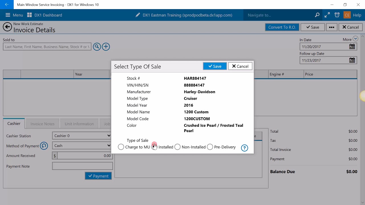 Internal service invoices