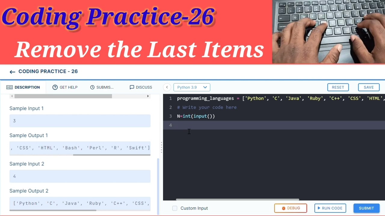 Coding Practice-26 | Remove the Last Items | NxtWave | ccbp | #nxtwave #ccbp4 #python #idp