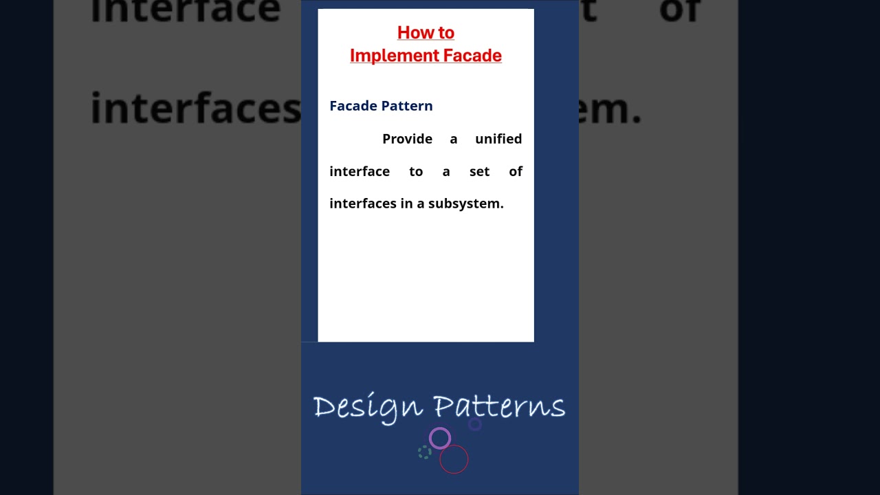 implement facade pattern || design patterns #designpatterns