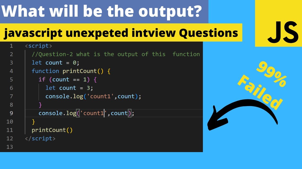 JS Output Interview Questions  | JavaScript Output based Tricky Questions