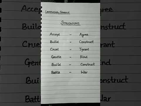 SYNONYMS || ENGLISH GRAMMER || LEARNING SPARKLE || #learningsparkle #note
