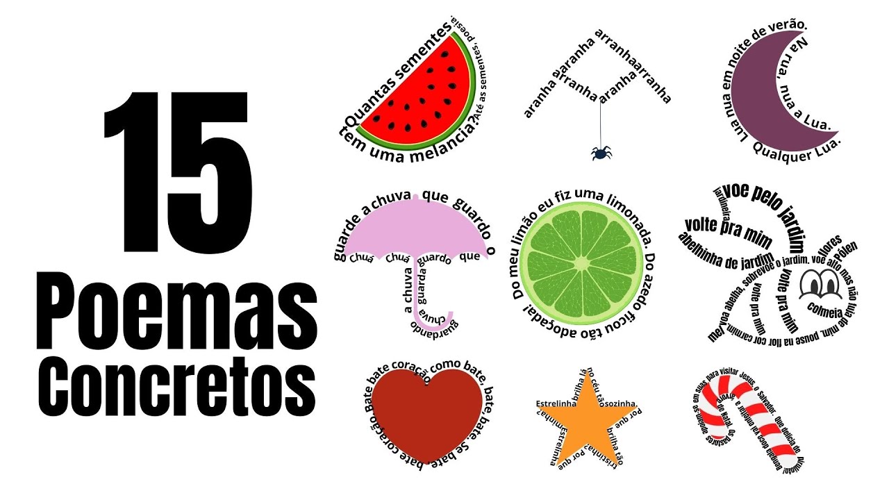 15 Poemas Concretos - Poesia Visual - Gênero Textual - Língua Portuguesa #arte