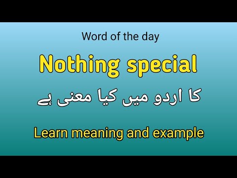 Nothing special meaning in Urdu | nothing special ka Urdu mein Kia matlab hota ha