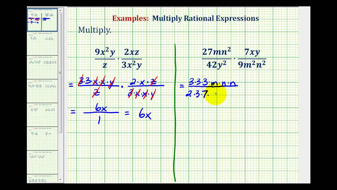 Ex 1:  Multiply Rational Expressions - Monomials